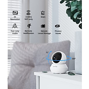 wansview 2K Home Security Cameras Indoor-2.4G WiFi Security Camera Indoor Wireless for Pets & Baby with Phone app, 2-Way Audio, PTZ, Motion Detection, SD Card/Cloud Storage, Works with Alexa (2 Pack)