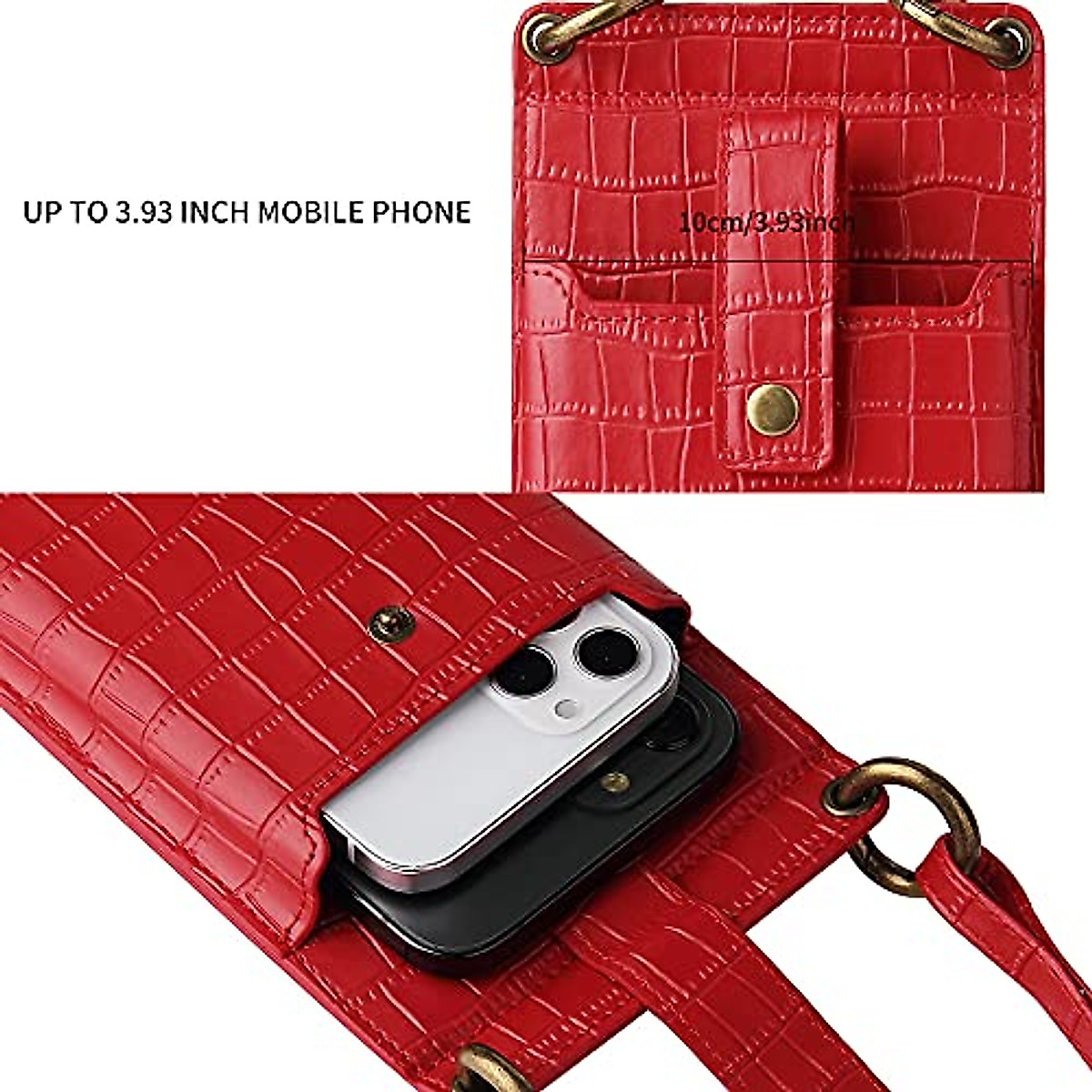 seOSTO Cell Phone Purse Wallet Small Crossbody Bags Mini Shoulder Bag With Credit Card Slots and Mirror,Suit For Most Smartphone