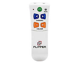 Flipper Big Button Universal TV Remote - Seniors, Elderly - Simple, Works TV & Cable - Favorite Channels - Learning - Supports IR Devices