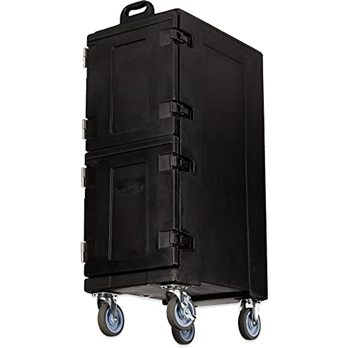 Carlisle FoodService Products Cateraide Plastic Insulated Dual Capacity Food Pan Carrier With Dolly, 10 Pan Capacity, 50 Inches, Black