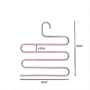 5 Pack Pants Hangers S-Shape Non-Slip Space Saving Hangers Stainless Steel Clothes Hangers Closet Organizer for Scarf Pants Hanging Jeans Towels