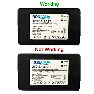 RONAQUA 100-120V 25W Electronic Ballast for 6 GPM UV Water Sterilizer with Four Prong Connection to Lamp and Green/Red Indicator Light