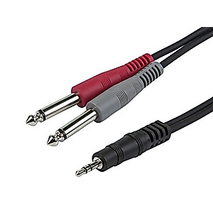 Monoprice 601045 1/8 Inch TRS Male to Dual 1/4 Inch TS Male Cable - 5 Feet- Black | Connect Your IPod, IPhone, Android SmartphoneTo Pro Audio Gear