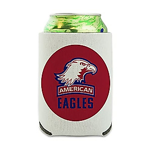 American University Eagles Logo Can Cooler - Drink Sleeve Hugger Collapsible Insulator - Beverage Insulated Holder