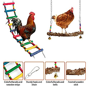 CheeFun 7Pcs Chicken Toys for Coop: Bird Hens Chicken Coop Accessory - Chicken Xylophone Mirror & Pecking Toys for Chicken Bird Parrot