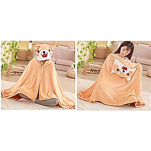 FUYU Cute Dog Cloak Blanket Soft Plush Throw Blanket Shiba Inu Cosplay Cloak