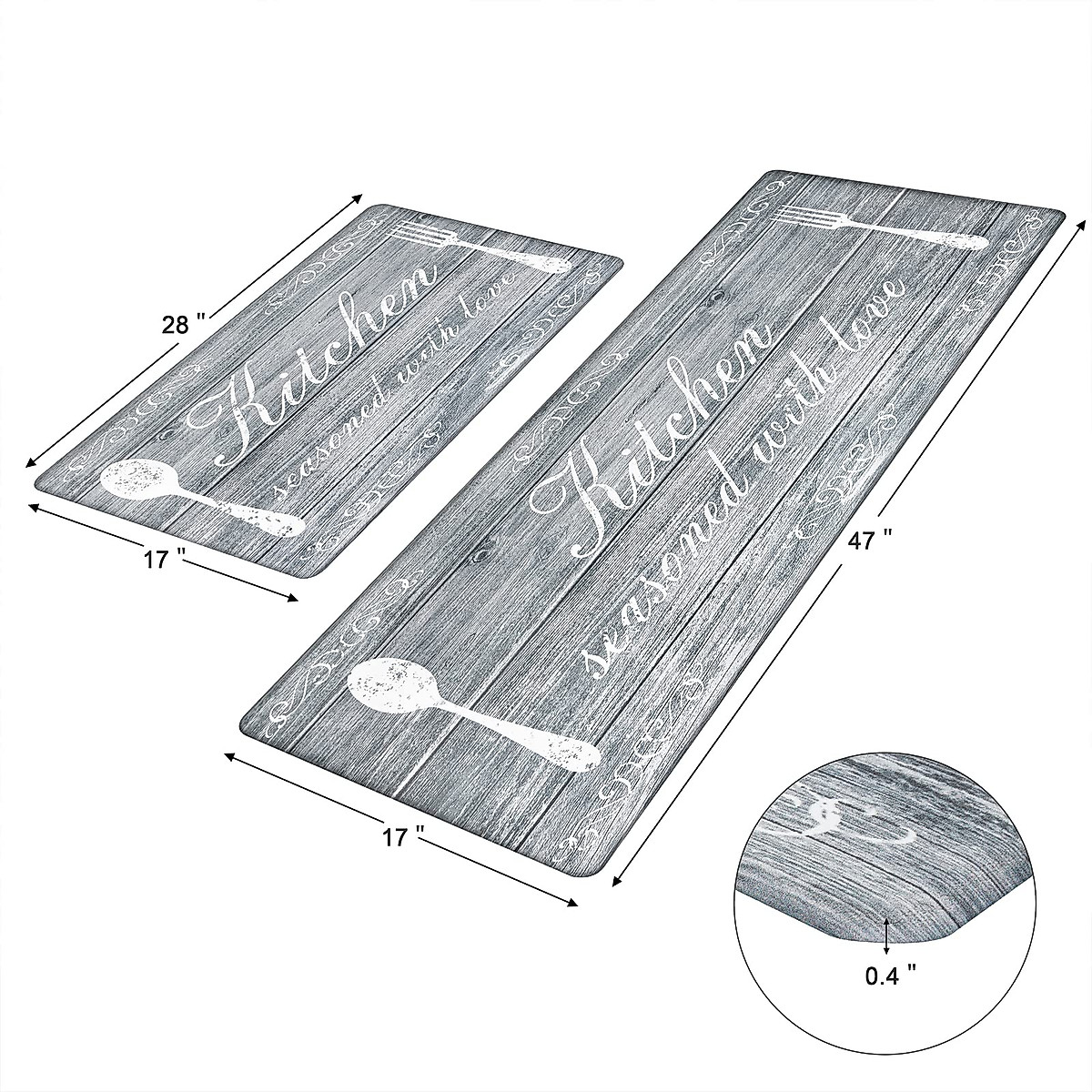 Pauwer Anti Fatigue Kitchen Mats Set of 2 Farmhouse Kitchen Rugs Non Skid Washable, Cushioned Kitchen Floor Mats, Waterproof Memory Foam Kitchen Runner Rug Comfort Standing Mat for Kitchen Home Office