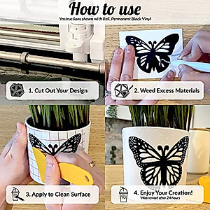 Reli. White Permanent Vinyl | 12" x 65 FT Roll (Glossy) | Scraper Tool Included | Adhesive Vinyl Compatible w/Cricut & Silhouette Cutting Machines | Vinyl Roll for Signs, Tumblers, Mugs, Cars & More