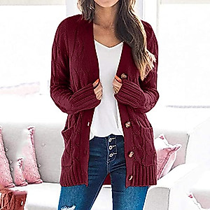 JMMSlmax Fall Sweaters Cardigans for Women Trendy Work Open Front Cardigan Fashion Button Down Cable Knit Chunky Outwear Coat
