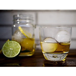 Kitch Ice Ball Maker Mold - Flexible Silicone Ice Tray - Molds 4 X 4.5cm Round Ice Ball Spheres - Cobalt Blue