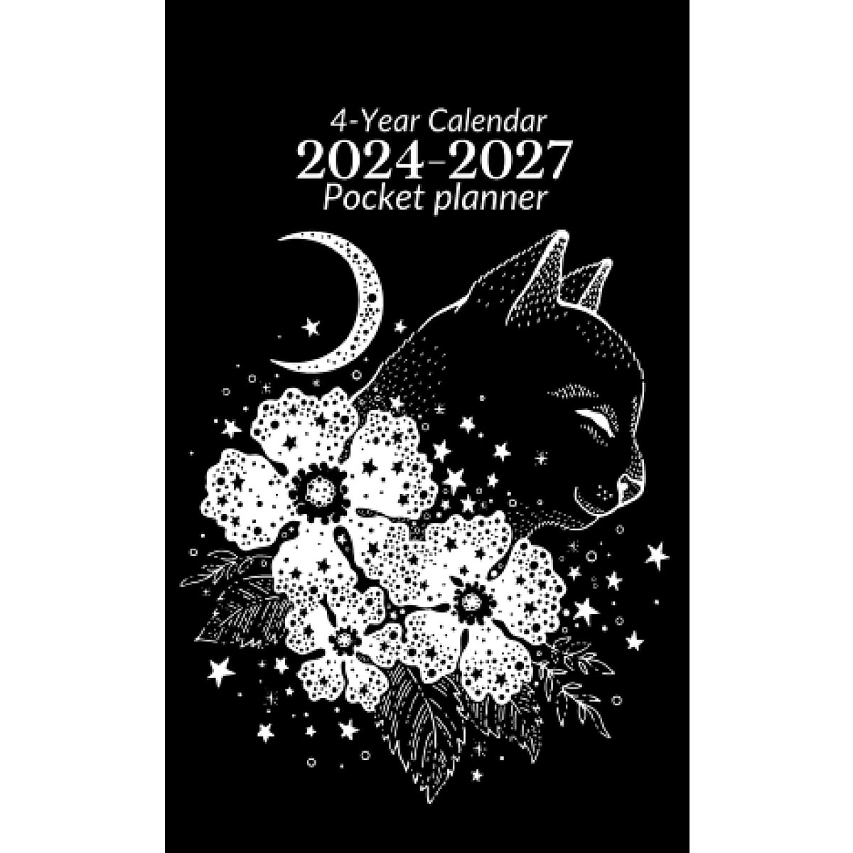 2024-2027 Monthly Pocket Calendar: Black Cat Cover| 48 Months Calendar (January 2024 to December 2027)|Pocket Size Organizer , Password log, Contact list and Notes