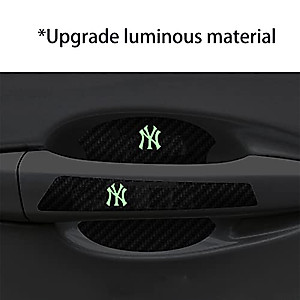 8PCS Carbon Fiber Compatible for Yankees Car Door Handle Scratches Protective Films Side Sticker Scratches Car Door Protector Films ，Suitable for Gift to New York Friends