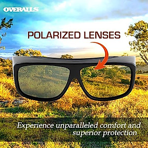 Overalls Sunglasses with Black and Polarized Grey Lens Fits Over Glasses