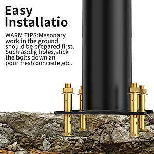 Bettyliss Outdoor Street Light Pole, Black Metal LED Light Mounting Pole for Exterior House Porch Deck Yard (13.3FT Pole)