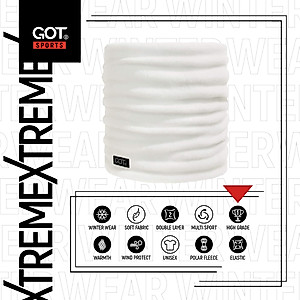 GOT Sports Polar Fleece Neck Warmer - Double-Layer Winter Ski Face Mask - Neck Scarf for Skiing, Snowboarding, Running (White)