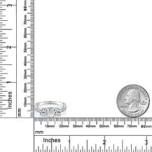 Gem Stone King 925 Sterling Silver White Simulated Opal and Sky Blue Topaz Ring For Women (1.75 Cttw, Oval Gemstone Birthstone, Available In Size 5, 6, 7, 8, 9)