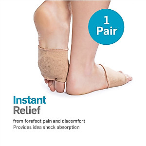 NatraCure Gel Metatarsal Pads Forefoot Cushioning - Metatarsalgia Foot Pads for Ball of Foot Pain Relief for Men & Women - Ball of Foot Cushions, Forefoot Pads for Mortons Neuroma -1 Pair - SM/M