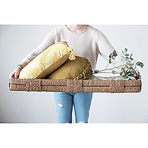 Creative Co-Op Hand-Woven Bankuan Handles Tray, 38"L x 12"W x 4"H, Natural