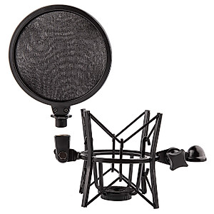 LYRCRO Microphone Shock Mount with Integrated Pop Shield for Rode Mics like K2, NT1-A,NT1000, NT2-A, NT2000, NTK, Podcaster and Procaster (20mm Internal Thread).