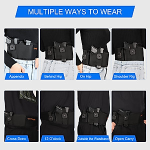 Aomago Belly Band Holsters for Men Women with Extra Mag Pouch - Small Adjustable Waistband, Gun Holster Fits Glock, Bodyguard 380, Taurus 1911, Sig Sauer, etc
