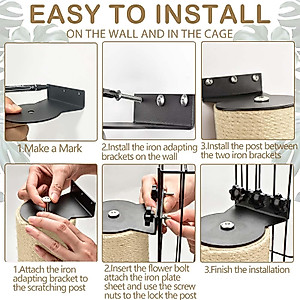 2 Pack Wall Mounted Cat Scratching Post 3 in1 Cage Wall Mounted Rope Cat Scratcher Post Replacement Cat Claw Scratcher Tree for Indoor Cats or Kittens Cat Wall Shelves Climbing Furniture (Sisal)