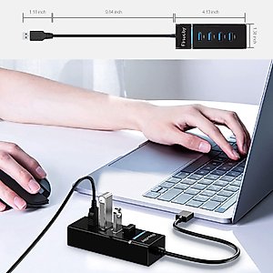 USB Hub 3.0 Flrsucby 4 Port USB 3.0 Hub with 1ft USB Splitter Cable Multi USB Port Expander, USB Hub for Laptop, PC, Mac, Printer, Mobile HDD, USB Flash Drive, School or Business Computer Accessories