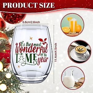Funtery 6 Pcs Christmas wine Stemless Glass Funny Christmas Gift Set for Teacher Men Women Family Friend Coworker, Gift Ideal Christmas Birthday Wedding Party Supplies(Rich Style)