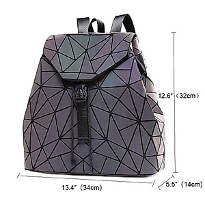 LorranTree Geometric Backpack Luminous Backpacks Holographic Reflective Bag Lumikay Bags Irredescent Rucksack Rainbow 01