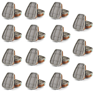 6001 Filter Cartridges for Respirator, Dust-Proof, Organic Vapor, Pollen and Chemical Cartridges, Compatible with 6200, 6800, 7502, FF402 Respirator 30PCS(15Pack) Brown
