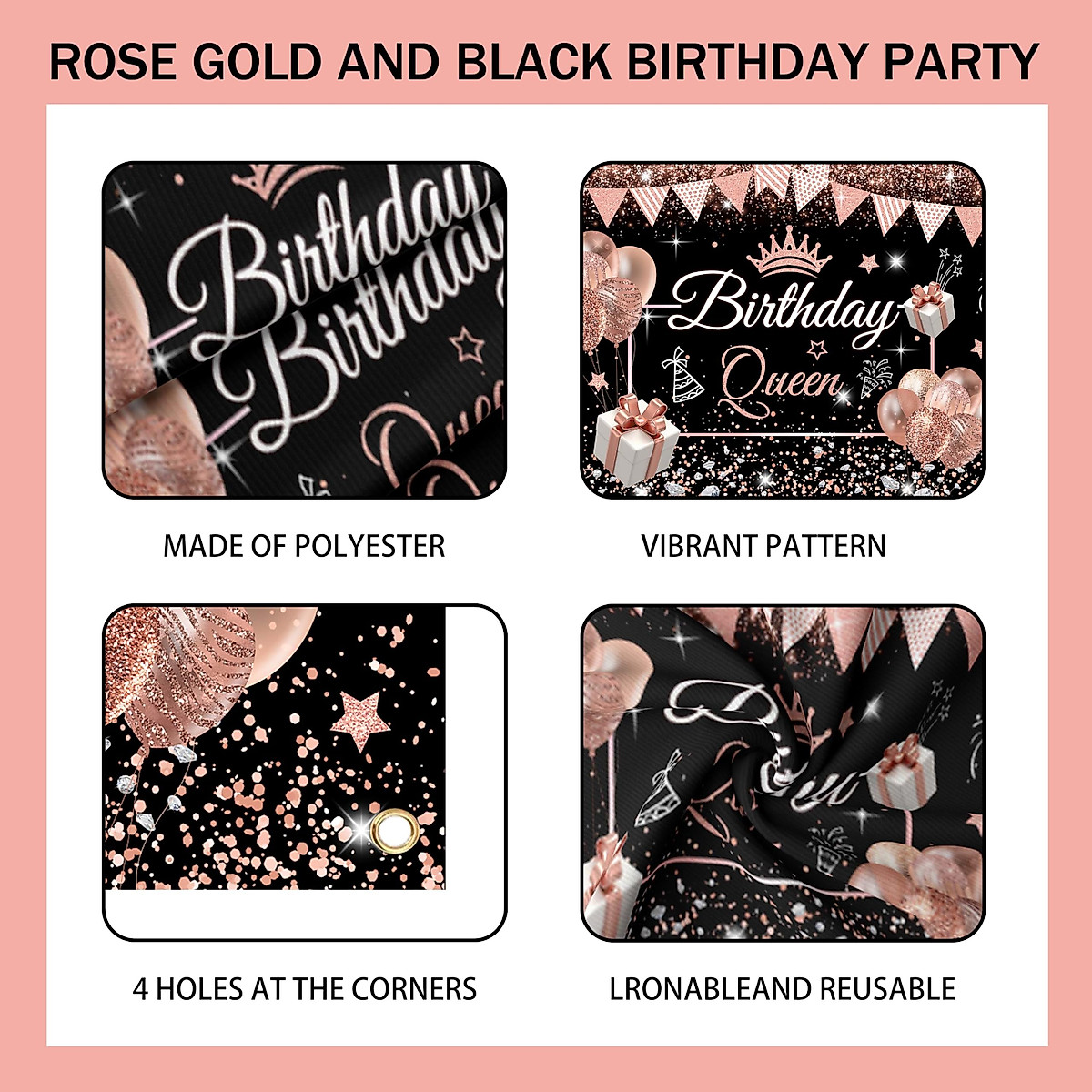 80th birthday decorations for women - (76pack) rose gold party Banner, Pennant, Hanging Swirl, birthday Balloons, Foil Backdrops, cupcake Topper, plates, Photo Props, Birthday Sash for gifts women