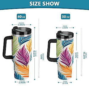 FRCSDIY Colored Leaves Insulated Tumbler with Handle and Straw Lid,30oz Leakproof Stainless Steel Cup BPA-Free Water Bottle