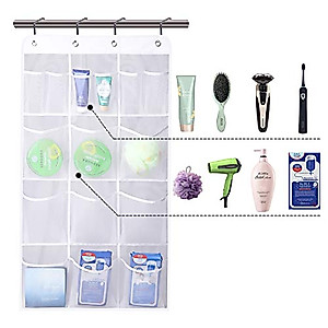 MISSLO Shower Caddy Organizer 5 Pockets + Mesh Shower Organizer Hanging 15 Pockets Over the Door