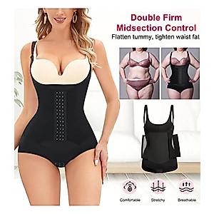Gotoly Women Waist Trainer Bodysuit Tummy Control Corset Full Body Shaper Cincher Tank Top with Adjustable Straps (Medium, Black)