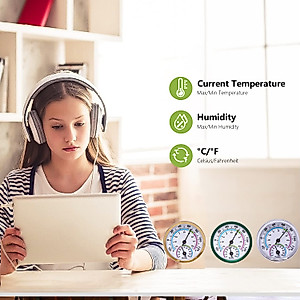 LayscoPro Mini Indoor Thermometer Hygrometer Analog 2 in 1 Temperature Humidity Monitor Gauge for Home, Room, Outdoor, Offices, Display Mechanical (No Battery Needed) (Gold-2 Pack, Gold-2 Pack)