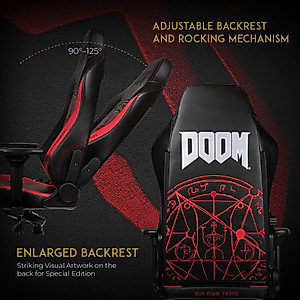 noblechairs Hero Gaming Chair/Office Chair with Lumbar Support, PU Faux Leather, Doom Edition