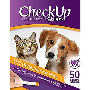 CheckUp UTI Urine Testing Strips for Cats and Dogs - Detection of pH, Nitrite and Leukocytes x 50