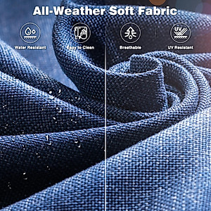 ovios 3 Pieces Patio Swivel Chairs with Side Table, Outdoor Wicker Rocking Chairs with Comfy Cushions, High Back Glider Rocker Chair Set for Porch Deck, Grey Rattan/Denim Blue