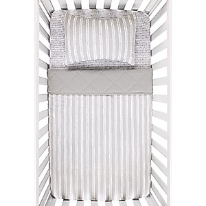 Ely's & Co. Baby Crib Bedding Sets for Boys and Girls — 4 Piece Set Includes Crib Sheet, Quilted Blanket, Crib Skirt and Baby Pillowcase — Grey Bamboo Design