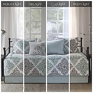 Madison Park Daybed Cover Set - Double Sided Quilting Casual Design, All Season Bedding with Bedskirt, Matching Shams, Decorative Pillow, 75"x39", Diamond Aqua 6 Piece