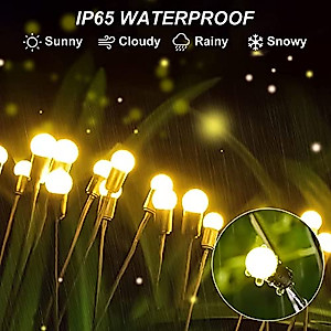 Solar Garden Lights Outdoor Waterproof, 𝐍𝐞𝐰 𝐔𝐩𝐠𝐫𝐚𝐝𝐞𝐝 10LED Firefly Lights Solar Outdoor, 2 Modes Breath & Warm White, Solar Outdoor Lights Decorative for Yard Pathway Landscape, 2 Pack