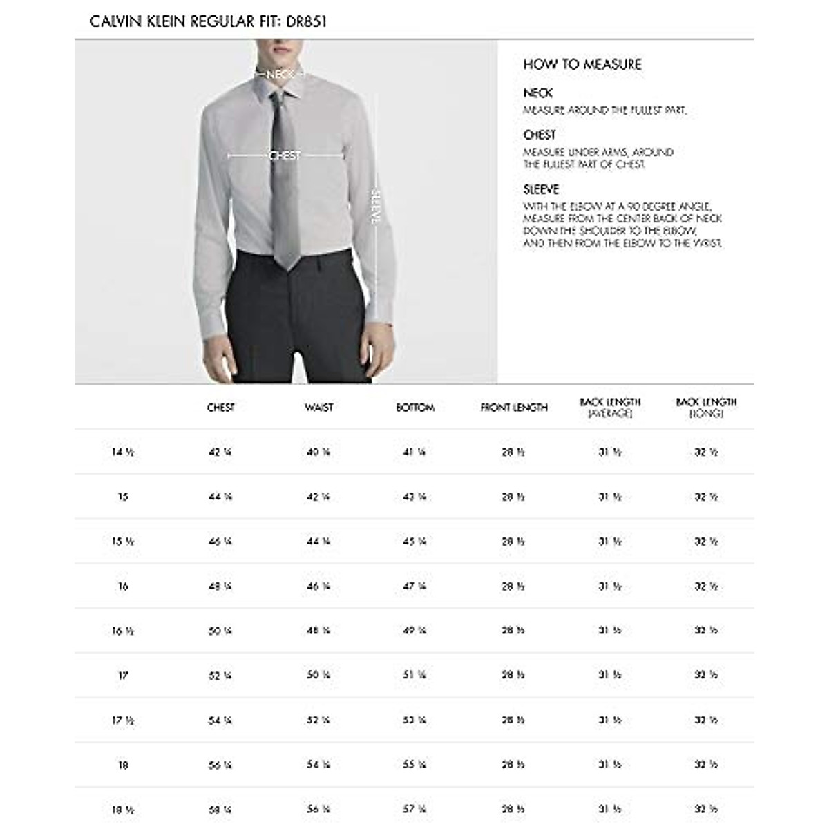 Calvin Klein Men's Regular Fit Non Iron Solid Shirt, White, 16.5" Neck 34"-35" Sleeve