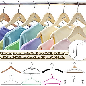 50 Pieces Hanger Connector Hooks Metal Hanger Extender Hooks Stable Clothes Hanger Connector for Different Clothes Hangers, 8.7 mm/0.34 Inch Hole Diameter,Silver