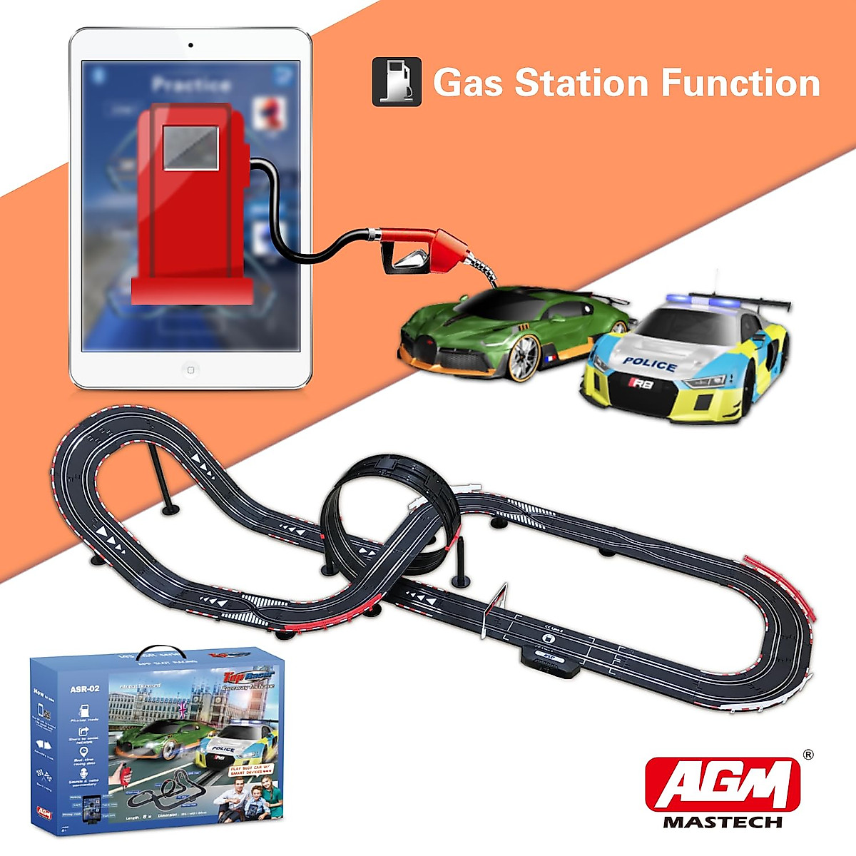 AGM MASTECH Slot car Set with Racing Assistant APP No.ASR-02 1:43 Scale