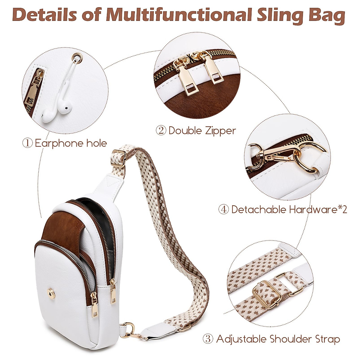 Eslcorri Small Sling Bag for Women Trendy - Crossbody Fanny Packs for Women Leather Multipurpose Cross Body Belt Chest Bag Anti Theft Sling Purse with Adjustable Strap for Casual Travel Shopping