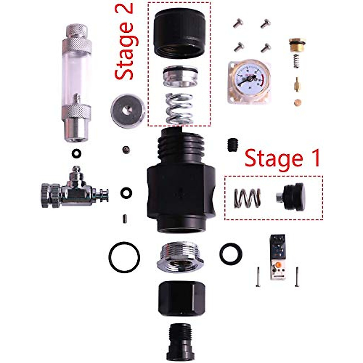 FZONE Aquarium CO2 Regulator Mini Series V3.0 Dual Stage with DC Solenoid and Bubble Counter Check Valve Compatible Paintball Tank CGA320 CO2 Cylinde