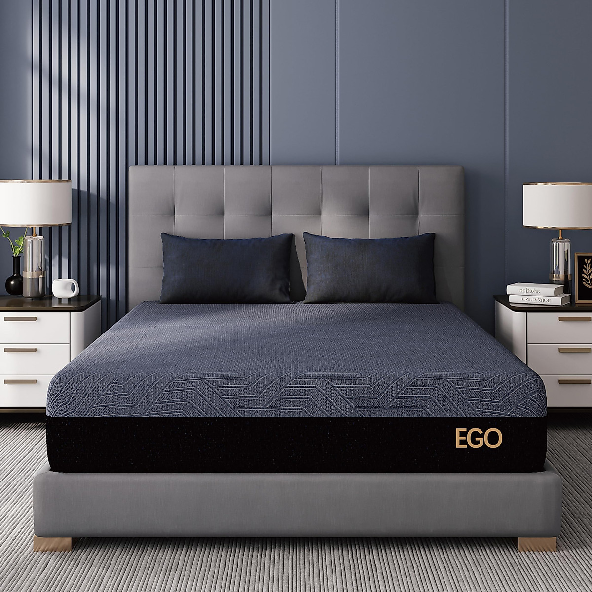 EGOHOME 10 Inch King Memory Foam Mattress for Back Pain, Cooling Gel Mattress Bed in a Box, Made in USA, CertiPUR-US Certified, Therapeutic Medium Mattress, 76x80x10 Black