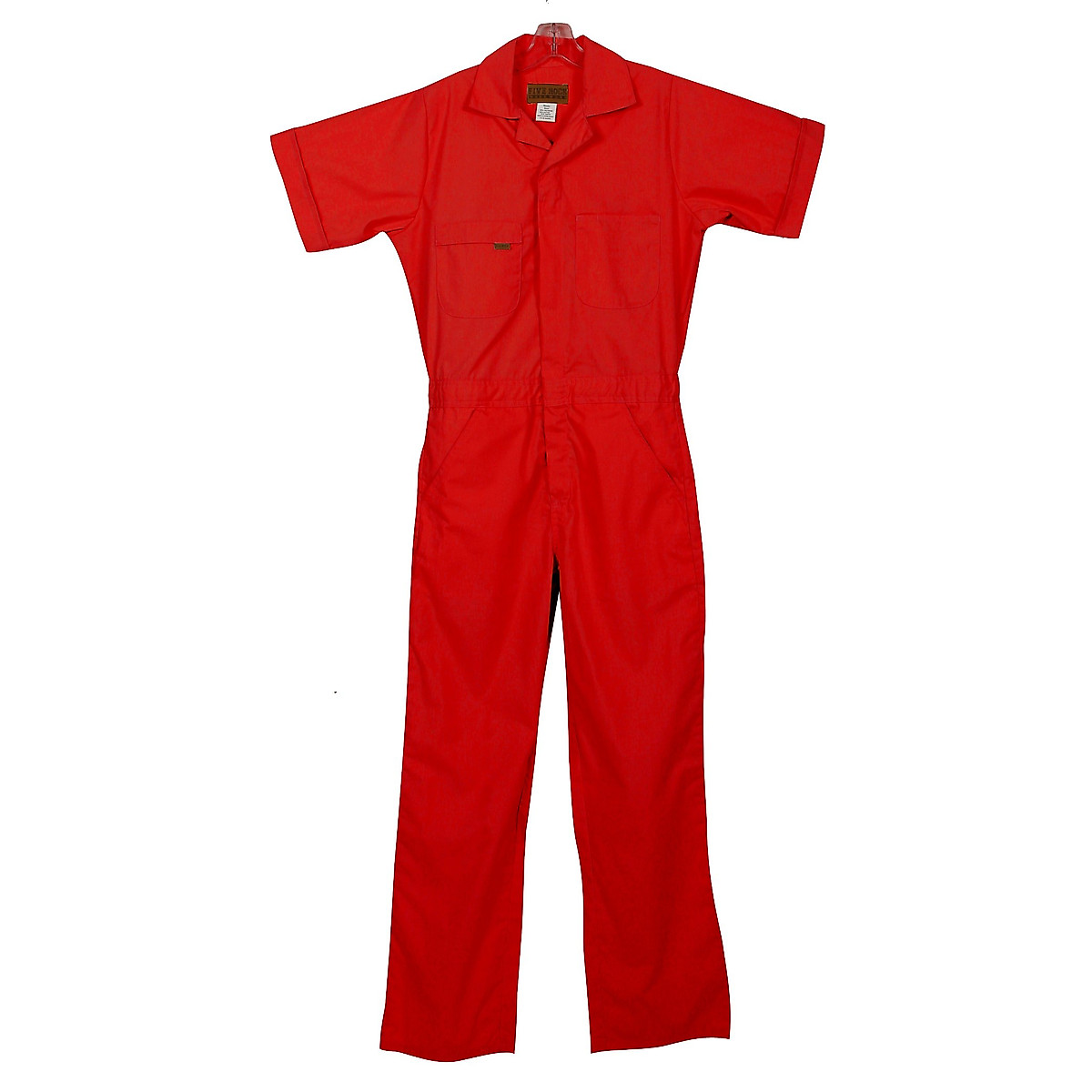 Five Rock Poplin Short Sleeve Unlined Coverall Relaxed Fit in Red 5XL