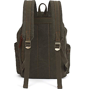 KAUKKO Vintage Casual Canvas and Leather Rucksack Backpack, 1Navy