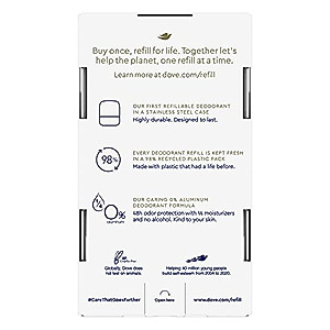Dove Refillable Deodorant Starter Kit 0% Aluminum Sensitive Aluminum Free Deodorant 1.13 oz