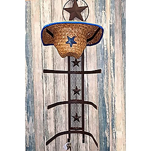 BestGiftEver Metal Star 4 Cowboy Hat Rack Fold-Up Wall Hanging Decoration Rustic Western Style